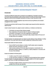 Please Click Here for the Practice Subject access request form ...